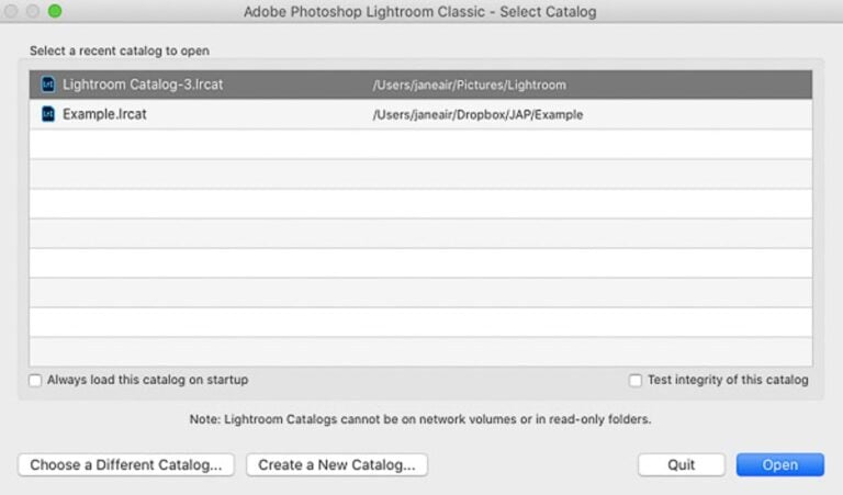 How to create and use the Lightroom catalog in Lightroom Classic