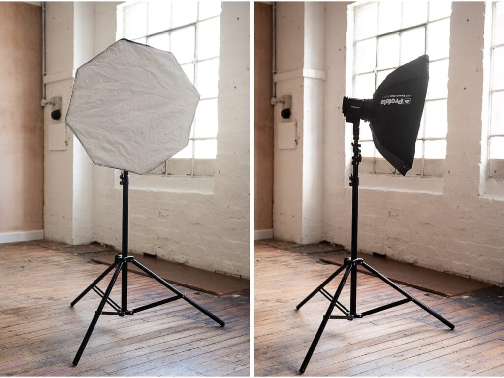 Clamshell lighting for portraits (steps for one and two light setups)